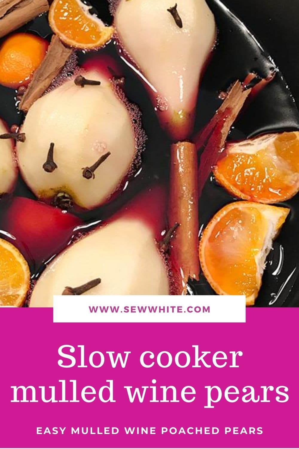 Mulled Wine Pears - slow cooker dessert perfect for Christmas