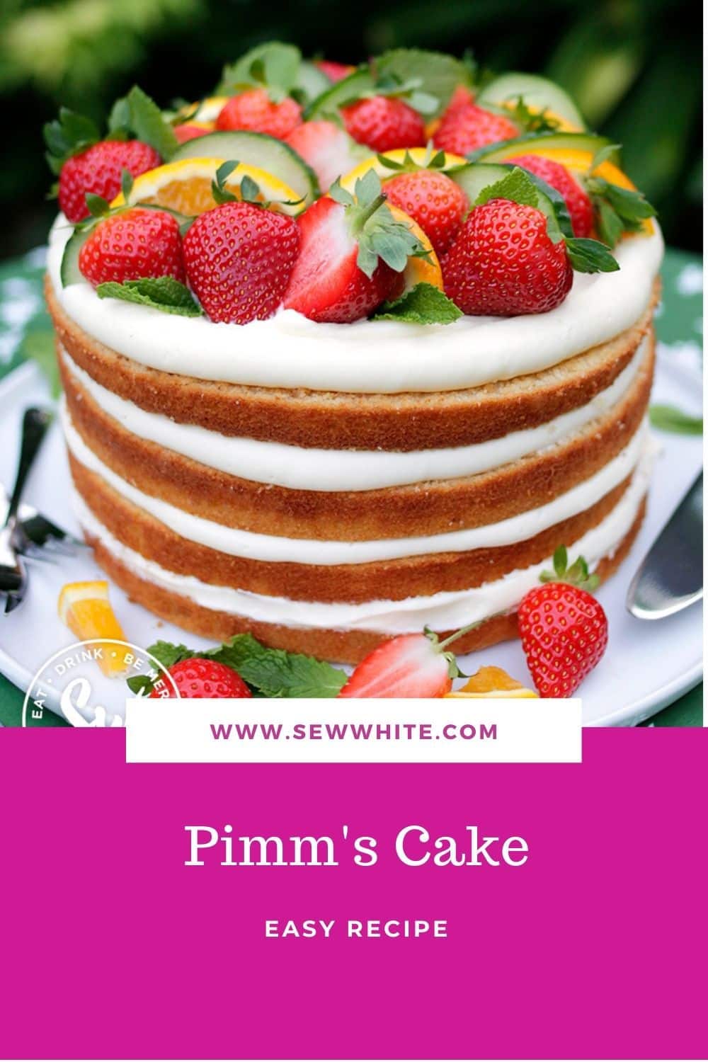 Pimms Cake - Perfect Summer Drizzle Cake - Sew White