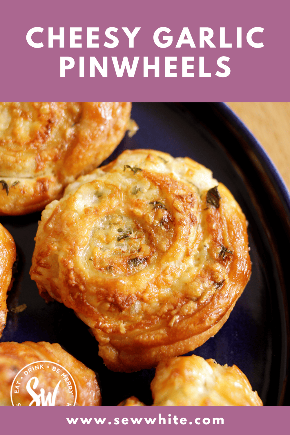 Cheesy Garlic Pinwheels - Sew White
