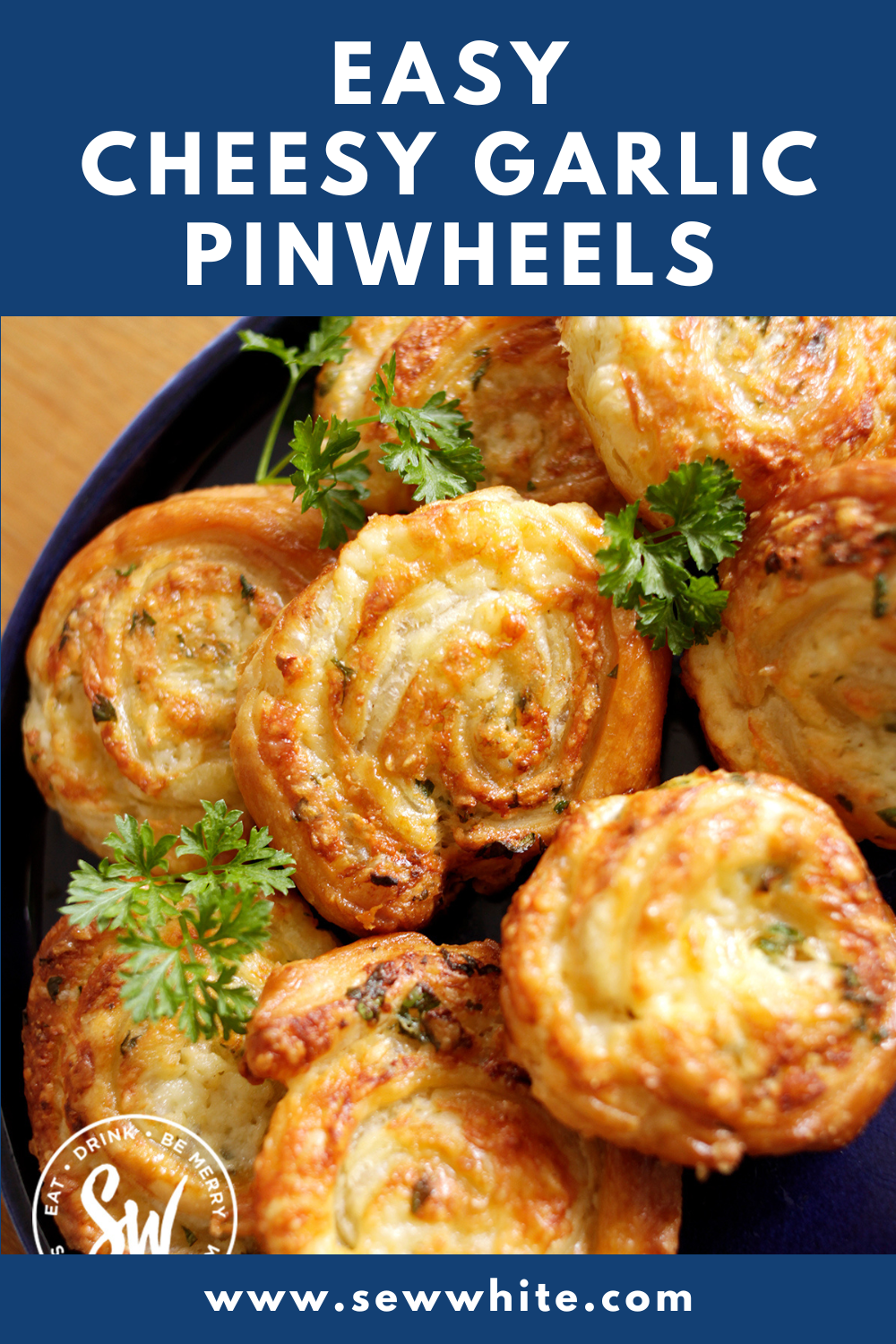 Cheesy Garlic Pinwheels - Sew White