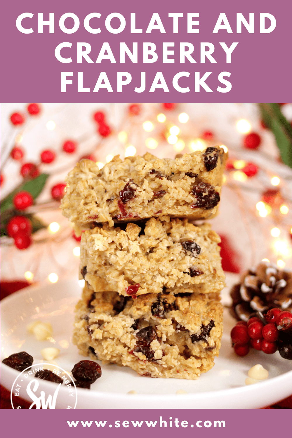 White Chocolate and Cranberry Flapjacks - Sew White