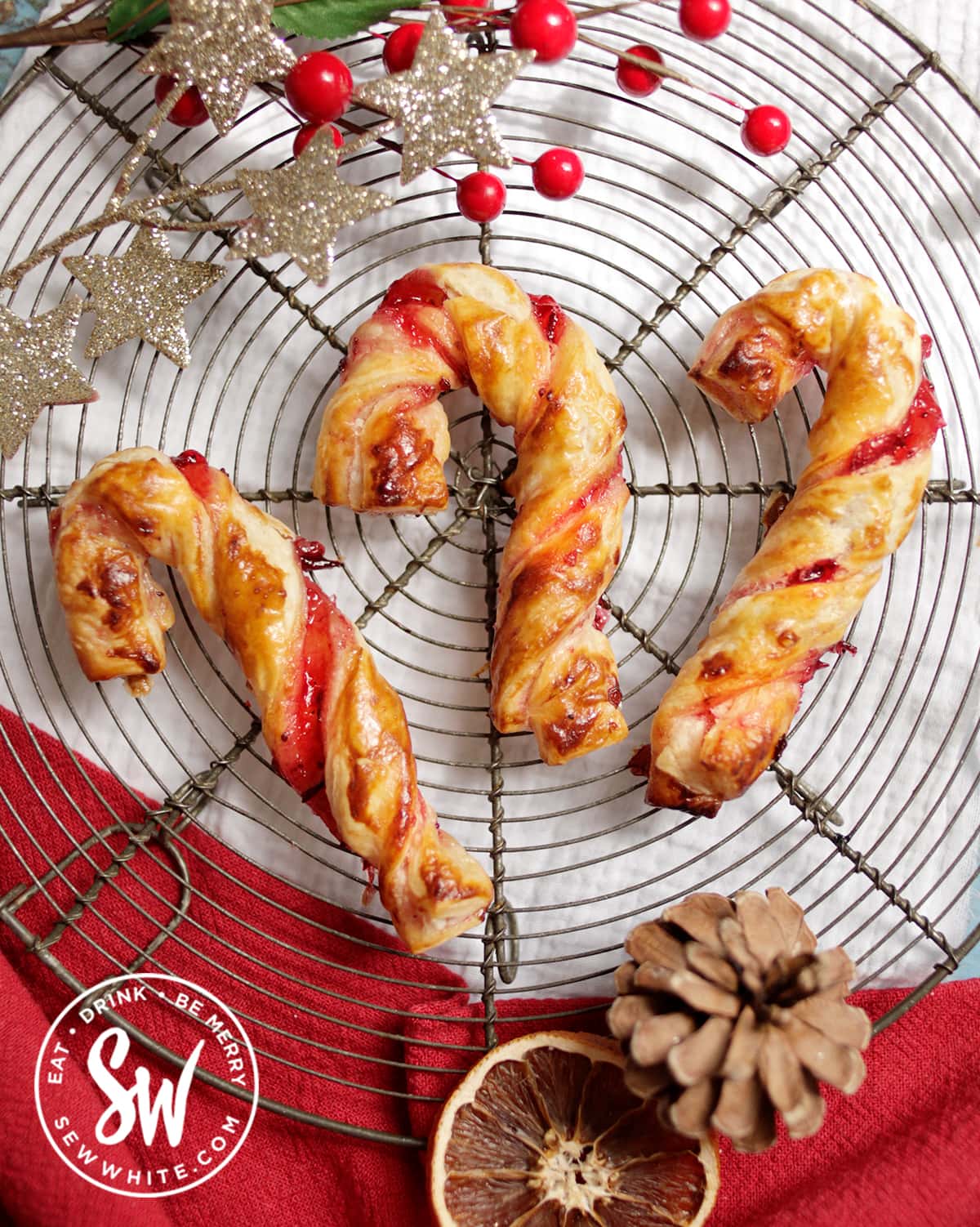 Jam Puff Pastry Candy Cane Pastry - Sew White