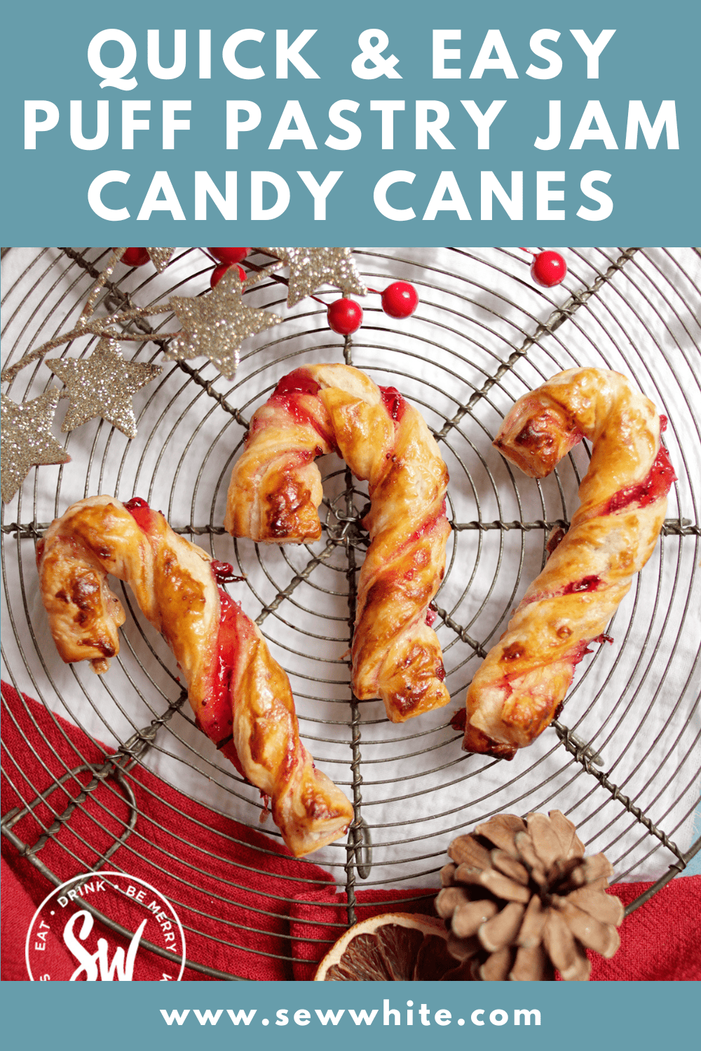 Jam Puff Pastry Candy Cane Pastry - Sew White